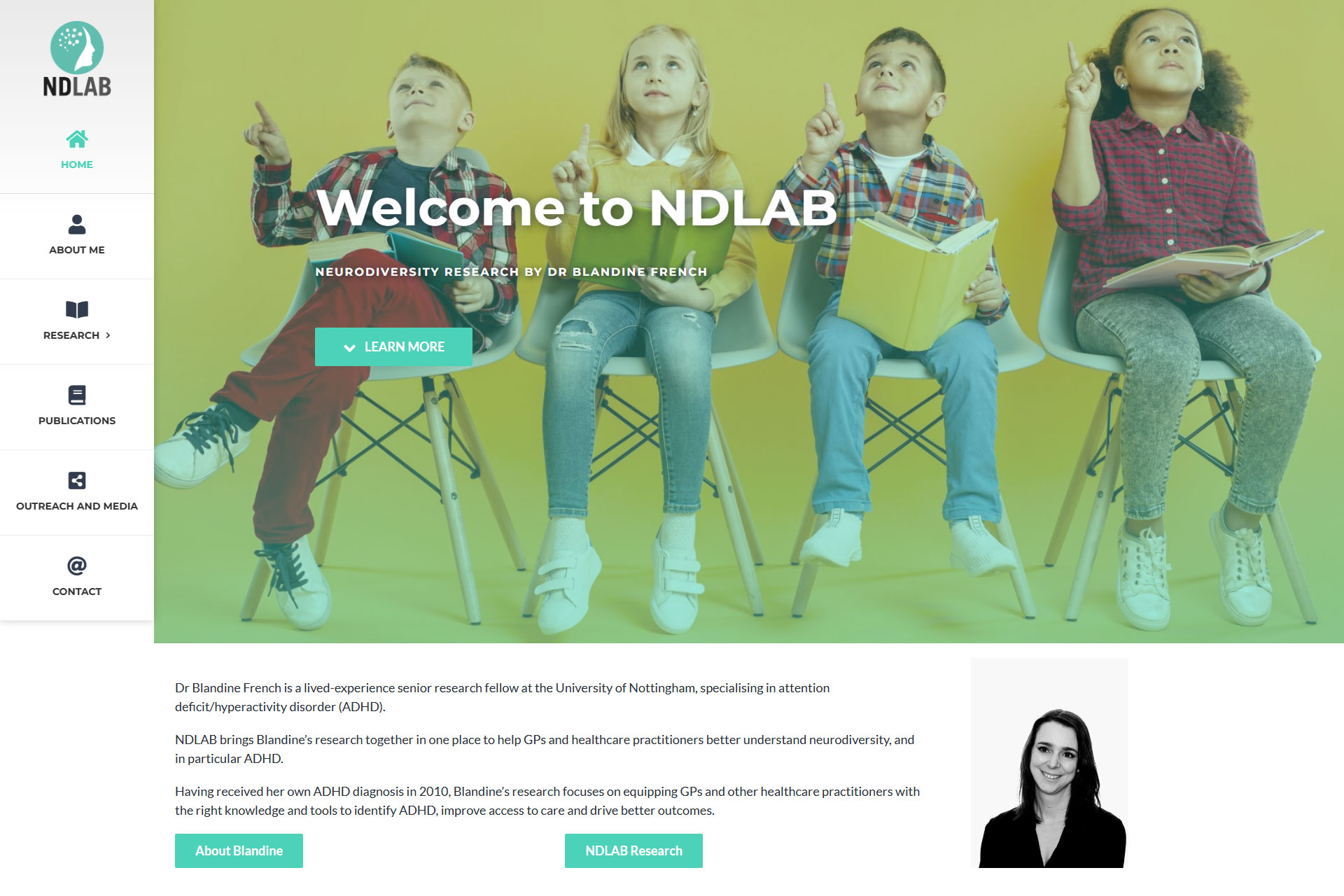 Research project website example: ND Lab